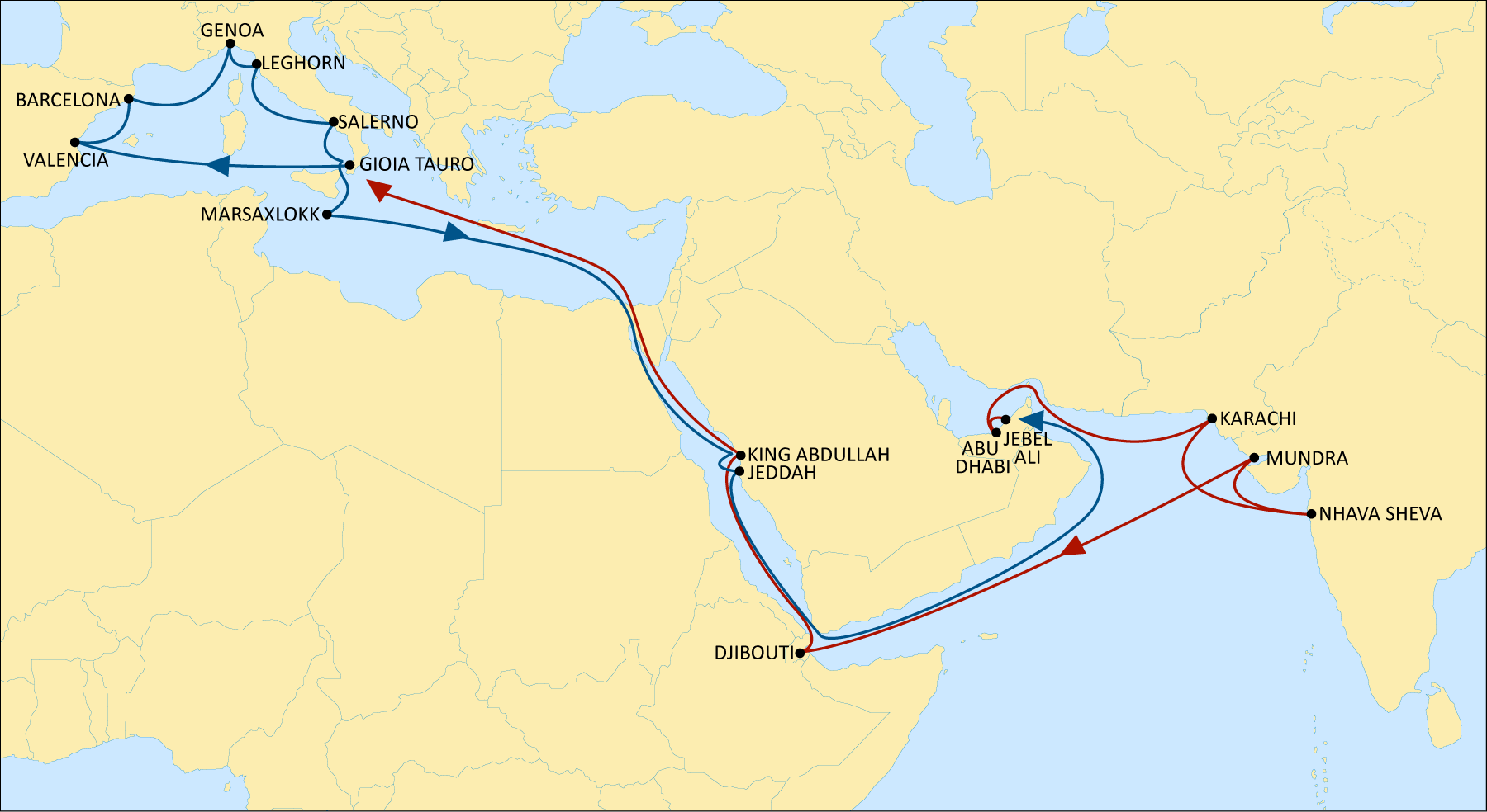 Port Rotation Change On India To West Med Service MSC